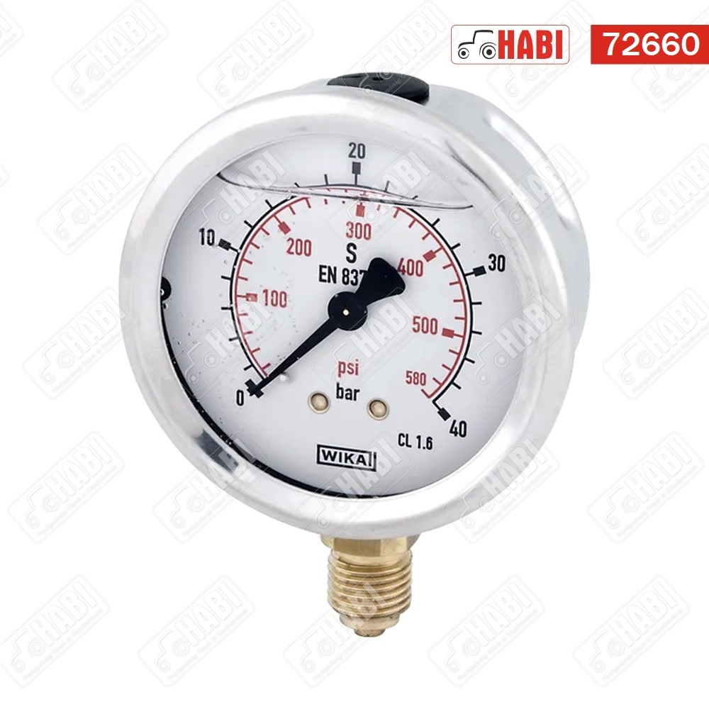 Manométer 0-40 bar alsó csatlakozású d=63 mm 1/4" WIKA - Mezőgazdasági ...